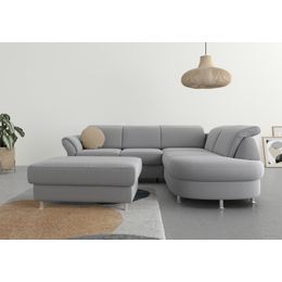 Sit & More Ecksofa SIT & MORE "Apulia L-Form", grau (hellgrau), B:250cm H:78cm T:212cm, Webstoff (100% Polyester);Struktur weich (90% Polyester, 10% Polyamid);Luxus-Micofaser Euphoria (100% Polyester);Samtoptik (100% Polyester), Sofas, Ecksofa, wahlweise Bettfunktion, Bettkasten und Kopf- und Armteilverstellung
