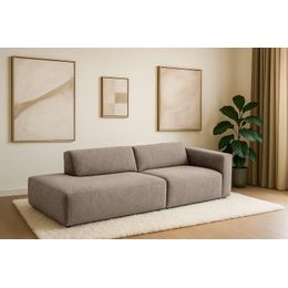 2-Sitzer Home Affaire "Noord mit Kedernaht, Breite 227 cm", braun, B:227cm H:71cm T:96cm, 100% Polyester, Sofas, 2-Sitzer, Cord, Struktur, Webstoff, mit Wellenunterfederung, Massivholzrahmen