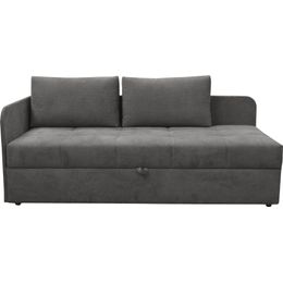 Schlafsofa Alina "Marla", grau (anthrazit xbo 9), B:205cm H:73cm T:95cm, Struktur fein XBO (100% Polyester), Sofas, Schlafsofa, inkl. Stauraum & 2 R&uuml;ckenkissen, Armlehne wahlweise links oder rechts