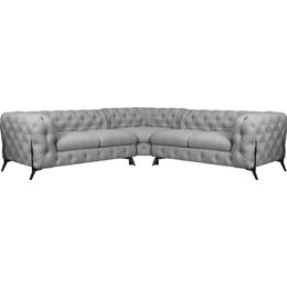 Chesterfield-Sofa Home Affaire "Amaury L-Form", silber, B:264cm H:75cm T:262cm, Struktur (100% Polyester);Samtoptik (100% Polyester), Sofas, Chesterfield-Sofa, Chesterfield-Optik, Breite/Tiefe je 262 cm, Fu&szlig;farbe w&auml;hlbar