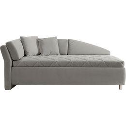 Schlafsofa Alina "Lindsay", grau (betongrau tsv 9), B:223cm H:80cm T:112cm, Samtstoff TSV (100% Polyester), Sofas, Schlafsofa, Bettkasten, Zierkissen-Set aus: 2 Stk. 40x40cm, 1 Stk. 30x30cm