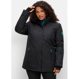 Skijacke sheego, Damen, Gr. 42, schwarz, 100% Polyester, unifarben, Jacken Skijacke