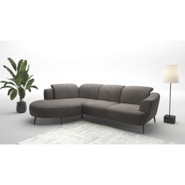 Sit & More Ecksofa SIT & MORE "Zoe", grau (fango), B:309cm H:87cm T:199cm, 100% Polyester, Sofas, Ecksofa, ink.Sitztiefenverstellung, wahlweise mit Kopfteilverstellung