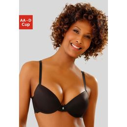 Push-up-BH Lascana, Damen, Gr. 80, Cup C, schwarz, Spitze, Obermaterial: 82% Polyamid (TACTEL), 18% Elasthan (LYCRA), BHs Push-up-BH, mit B&uuml;gel und Spitzenr&uuml;cken, Dessous, Topseller