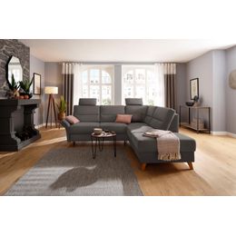 Ecksofa Home Affaire "Westerland L-Form", grau, B:238cm H:90cm T:213cm, 98% Polyester 2% Polyamid, Sofas, Ecksofa, Federkern-Polsterung, wahlweise mit Bettfunktion, Bettkasten