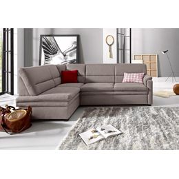 Sit & More Ecksofa SIT & MORE "Pisa L-Form", grau (steel), B:245cm H:89cm T:161cm, NaturLEDER (echtes Rindsleder), Korpus in Kunstleder SOFTLUX;Luxus-Microfaser (90% Polyester, 10% Polyamid);Struktur (100% Polyester);Luxus-Microfaser ALTARA NUBUCK (100% Polyester), Sofas, Ecksofa, mit Federkern, wahlweise mit Bettfunktion
