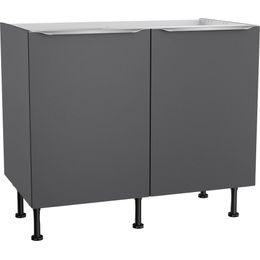 Sp&uuml;lenschrank KOCHSTATION "KS-Aken", grau (anthrazit), B:100cm H:87cm T:58,4cm, Schr&auml;nke, Sp&uuml;lenschrank
