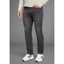 H.I.S. Straight-Jeans H.I.S "DIX", Herren, Gr. 40, L&auml;nge 36, grau (dkgrauus), Denim/Jeans, Obermaterial: 92% Baumwolle, 7% Elastomultiester, 1% Elasthan, normal lang, Jeans Straight-Jeans, gerade Beinform, niedrige Leibh&ouml;he, Used-Waschung
