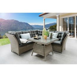 Garten-Essgruppe Destiny "PALMA", grau (vintage grau), B:215cm H:83cm T:215cm, Obermaterial: 100% Polyester. F&uuml;llung: 100% Polyurethan, Sitzm&ouml;bel-Sets, Garten-Essgruppe