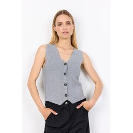 Strickweste soyaconcept "SC-KANITA 27", Damen, Gr. XL, medunkel grau melange, Rippstrick, Obermaterial: 50% Viskose, 27% Polyester, 23% Nylon, meliert, normal, V-Ausschnitt, Westen Strickweste