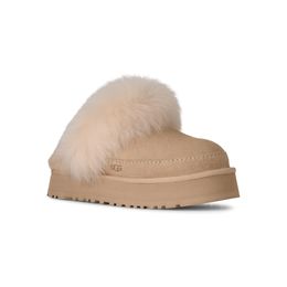 UGG Australia Hausschuh UGG "Disquette Chalet", M&auml;dchen, Gr. 8 (39), sandcastle, Lammfell, Veloursleder, Schuhe Hausschuh, Homeslippers, Pantoffel, Clog mit Plateausohle