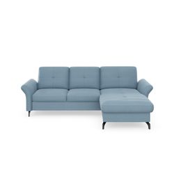 Ecksofa Home Affaire "Calando L-Form", blau (hellblau), B:258cm H:91cm T:165cm, 98% Polyester 2% Polyamid, Sofas, Ecksofa, wahlweise mit Bettfunktion, Bettkasten und Armteilfunktion