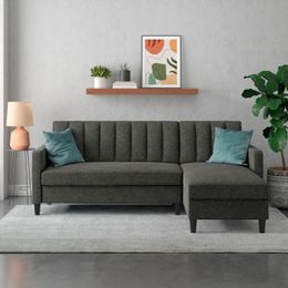 Ecksofa DOREL HOME "Celine, L-Form", grau (anthrazit), B:213cm H:83cm T:154cm, Webstoff, 100% Polyester, Sofas, Ecksofa, mit Bett-Funktion und Stauraum. Recamiere beidseitig montierbar
