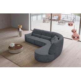 Ecksofa Egoitaliano "Puffy, extravagant & edel, Retro Designsofa, hoher Sitzkomfort, L-Form", grau (charcoal), B:330cm H:88cm T:205cm, Sofas, Ecksofa, mit Ottomane, wahlweise mit und ohne elektrischer Relaxfunktion