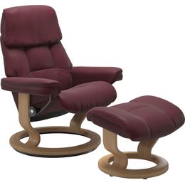 Relaxsessel stressless "Ruby", rot (bordeaux batick), B:79cm H:98cm T:76cm, Leder BATICK: BATICK ist ein leicht korrigiertes, durchgef&auml;rbtes und genarbtes M&ouml;belleder, bei dem die meisten Unebenheiten und Spuren in der Regel entfernt wurden.;Leder PALOMA: PALOMA ist ein durchgef&auml;rbtes Semianilin-M&ouml;belleder mit nat&uuml;rlicher Narbung., Sessel, Relaxsessel, mit Classic Base, Gr&ouml;&szlig;e M, Gestell Eiche, Weng
