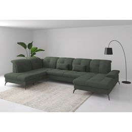 Sit & More Wohnlandschaft SIT & MORE "Amica, U-Form, inkl. Sitztiefenverstellung und Armteilverstellung", jungle, B:357cm H:90cm T:231cm, 90% Polyester, 10% Polyamid, Sofas, Wohnlandschaft, wahlweise mit Kopfteilverstellung, Bettfunktion und Bettkasten