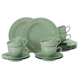 Geschirr-Set Seltmann Weiden "Kaffeeservice Beat Color Glaze 18er Set", gr&uuml;n (salbeigr&uuml;n), Porzellan, Geschirr-Sets, Geschirr-Set