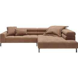 Ecksofa Home Affaire "Claya, L-Form, incl. Kopfteilverstellung, Breite 311 cm", braun (rusty), B:311cm H:71cm T:219cm, 88% Polyester, 12% Polyacryl, Sofas, Ecksofa, mit elektrischem Sitzvorzug im Hauptelement