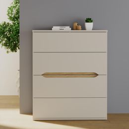 Hochkommode FORTE, beige (sand, mauvella eiche), B:95,1cm H:114,7cm T:41,5cm, FSC-zertifizierter Holzwerkstoff, Sideboards, Hochkommode, B/H/T 95,1/114,7/41,5 cm Hochkommode ohne Griffe