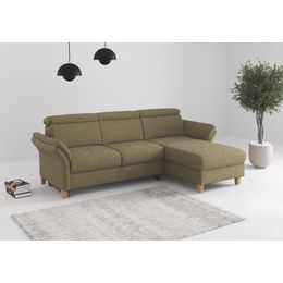 Ecksofa Home Affaire "Glendale, L-Form", olive, B:253cm H:84cm T:166cm, 100% Polyester, Sofas, Ecksofa, inkl. Kopfteilverstellung, wahlweise mit Vorziehsitz und Bettkasten