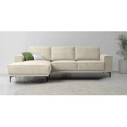 Ecksofa OTTO HOME "Polsterecke Oland, Struktur, Flachgewebe, Luxus-Microfaser, Boucle", beige, B:280cm H:85cm T:152cm, 100% Polyester, Sofas, Ecksofa, L-Form, 280 cm, Wellenunterfederung, Skandi-Design, Metallf&uuml;&szlig;e