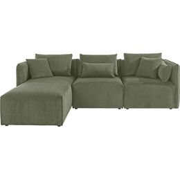 Ecksofa OTTO HOME "N&ouml;re L-Form", gr&uuml;n (dunkelgr&uuml;n), B:262cm H:74cm T:172cm, 92% Polyester, 8% Polyamid, Sofas, Ecksofa, 3 Teile, in vielen Bezugsqualit&auml;ten und Farben. Modulteile s. "N&ouml;re"