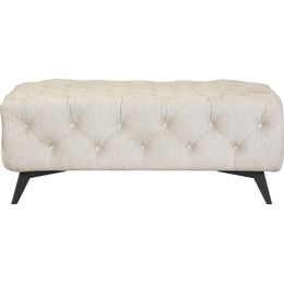 Polsterhocker Home Affaire "Glynis", beige, B:120cm H:45cm T:80cm, Struktur (100% Polyester);Samtoptik (100% Polyester), Hocker, Polsterhocker, aufw&auml;ndige Knopfheftung, moderne Chesterfield Optik, Fu&szlig;farbe w&auml;hlbar