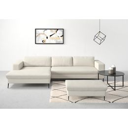 Ecksofa DOMO collection "Modica, zeitlos und elegant, L-Form", beige, B:329cm H:81cm T:173cm, Sofas, Ecksofa, moderne Optik mit extrabreiter Recamiere, auch in Cord