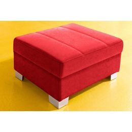 Hocker DOMO collection "Turah mit moderner Steppung", rot, B:85cm H:40cm T:61cm, Microfaser PRIMABELLE (100% Polyester);Struktur ( 85% Polyester, 15% Acryl);NaturLEDER (Echtes Rindsleder in Sitz und R&uuml;cken. Korpus in passendem Kunstleder SOFTLUX bezogen.);Kunstleder SOFTLUX/Struktur ( 100% Polyester), Hocker, Hocker, passend zur Serie, B/T/H: 85/61/40 cm, auch in Leder