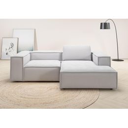 Ecksofa Home Affaire "Watertown, kompakte L-Form, 246 cm breite f&uuml;r kleinere R&auml;ume", grau (light, grau), B:246cm H:68cm T:171cm, 94% Polyester, 6% Nylon, Sofas, Ecksofa, modernes Ecksofa mit Feincordbezug, platzsparend & bequem
