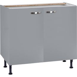 Unterschrank KOCHSTATION "KS-Cara", grau (basaltgrau, basaltgrau), B:90cm H:87cm T:58,4cm, Schr&auml;nke, Unterschrank, Breite 90 cm