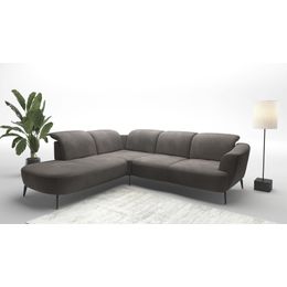 Sit & More Ecksofa SIT & MORE "Zoe", grau (fango), B:300cm H:87cm T:267cm, 100% Polyester, Sofas, Ecksofa, ink.Sitztiefenverstellung, wahlweise mit Kopfteilverstellung