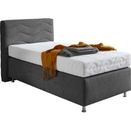 Boxspringbett "Sigma", grau (anthrazit), B:115cm L:210cm, Bezug Bett: Microvelours (100% Polyester) oder Feinstruktur (100% Polyester);Bezug Bonnell-Federkernmatratze: 100% Polyester;Bezug Kaltschaummatratze: 100% Polyester;Bezug Tonnentaschenfederkernmatratze: 80% Baumwolle, 20%Polyester, Westfalia Schlafkomfort, Komplettbetten, Boxspringbett