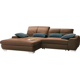 Ecksofa "SO 1200 inkl. Sitztiefen- & R&uuml;ckenverstellung f&uuml;r hohen Sitzkomfort", braun (nussbraun gdu 24), B:276cm H:89cm T:198cm, 100% Polyester, SET ONE BY Musterring, Sofas, Ecksofa, wahlweise mit Bettfunktion und Stauraum, L-Form, auch in Cord Bezug