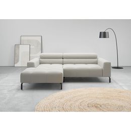 Ecksofa Home Affaire "Ecksofa Claya, L-Form, Kopfteilverstellung, Breite 223 cm", light grau, B:223cm H:71cm T:179cm, 88% Polyester, 12% Polyacryl, Sofas, Ecksofa, Moderne Steppung, weicher Polsteraufbau & saugroboterfreundliche H&ouml;he