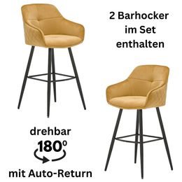 Barhocker Stolkom "Emma", gold (gold, schwarz), B:57cm H:105cm T:53cm, Hocker, Barhocker, Komfortsitzh&ouml;he 73 cm, 180drehbar Auto Return funktion