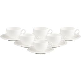 Villeroy & Boch Tasse VILLEROY & BOCH "Kaffeetassen mit Untertassen White Pearl 120 ml 6er Set wei&szlig;", wei&szlig;, Porzellan, Trinkgef&auml;&szlig;e, Tasse