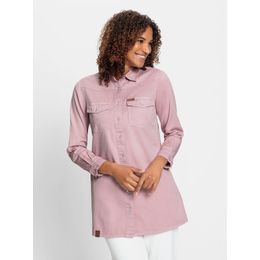 Longbluse Casual Looks, Damen, Gr. 50, lila (mauve), 100% Baumwolle, unifarben, Blusen Longbluse
