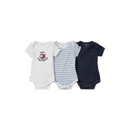 Kurzarmbody Tommy Hilfiger "3 PACK BODY SS GIFTBOX", Jungen, Gr. 86, N-Gr, blau (schwarz night navy), Jersey, Obermaterial: 93% Baumwolle, 7% Elasthan, unifarben, k&ouml;rpernah, Rundhals, eingesetzt normaler Saum, Bodys Kurzarmbody, aus weicher Baumwollmischung