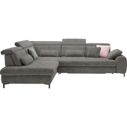 Ecksofa, grau (famosa slate), SET ONE BY Musterring, Sofas, B/H/T: 317cm x 86cm x 220cm, Flachgewebe, Armlehne rechts, Sitztiefenverstellung,Kopfteilverstellung,Ohne Bettfunktion,Ohne Schubkasten, 100% Polyester, Ecksofa, Kaltschaumpolsterung, Flachgewebe, whlw. mit Funktionen, Sitzh&ouml;he 49, B:317cm H:86cm T:220cm