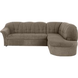Ecksofa DOMO collection "Pegnitz, zeitlose und elegante R&uuml;ckensteppung, Breite 246cm, L-Form", braun (schlamm), B:246cm H:82cm T:180cm, 95% Polyester, 5% Nylon, Sofas, Ecksofa, wahlweise mit Bettfunktion