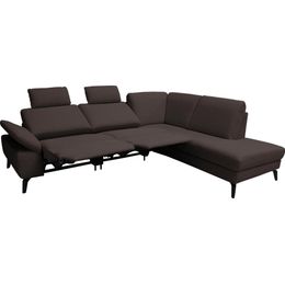 Ecksofa Alina, braun (graubraun gba 34), B:243cm H:118cm T:210cm, Struktur GBA (100% Polyester), Sofas, Ecksofa, inkl. Kopfst&uuml;tzen, wahlweise mit Relaxfunktion, Breite: 243 cm