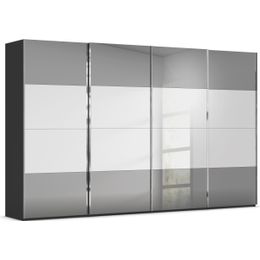 Schwebet&uuml;renschrank Rauch "Kleiderschrank Schrank Garderobe Schlafzimmerschrank SCALE-FYRA", grau (schwarz, grauspiegel, griffleisten chrom), B:360cm H:223cm T:68cm, Holzwerkstoff, Schr&auml;nke, Schwebet&uuml;renschrank, edle T&uuml;ren viergeteilt Front Spiegel-Mix viele Farben MADE IN GERMANY