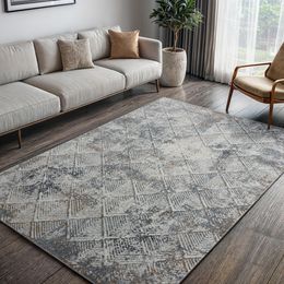 Teppich OTTO HOME "Micah", beige (creme), B:160cm H:8mm L:230cm, Polyester, Teppiche, Teppich, Kurzflor, modernes Design, pflegeleicht, Wohnzimmer