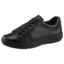 Sneaker Ara "AVIO", Damen, Gr. 7,5 (41), schwarz, Glattleder, Schuhe Sneaker, mit Plateau, G-Weite, Freizeitschuh, Halbschuh, Schn&uuml;rschuh