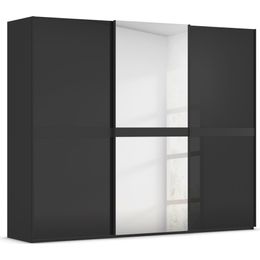 Schwebet&uuml;renschrank Rauch "Kleiderschrank Schrank Garderobe Schlafzimmerschrank SCALE-LINE", schwarz (schwarz, glas schwarz), B:271cm H:223cm T:68cm, Holzwerkstoff, Schr&auml;nke, Schwebet&uuml;renschrank, edle Optik mit Bauchbinde mit Glas/Spiegel-Front MADE IN GERMANY
