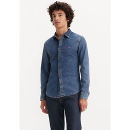 Levi's Jeanshemd LEVI'S "LS BATTERY HM SHIRT SLIM", Herren, Gr. M, N-Gr, blau (trinity medium wash), Denim/Jeans, Obermaterial: 78% Baumwolle, 22% Polyester, slim fit, Hemden Jeanshemd, aus pflegeleichtem Baumwollmix