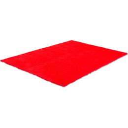 Hochflor-Teppich Tom Tailor HOME "Soft" Gr. 31, rot, B:65cm H:35mm L:135cm, Kunstfaser, Teppiche, Hochflor-Teppich, handgetuftet, Uni-Farben, super weich und flauschig