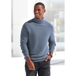 H.I.S. Rollkragenpullover H.I.S, Herren, Gr. XL (56/58), blau, Strick, Obermaterial: 50% Baumwolle, 50% Polyacryl, unifarben, regular fit, Rundhals, B&uuml;ndchen, Pullover Rollkragenpullover, Strickpullover in modischer Struktur, Topseller
