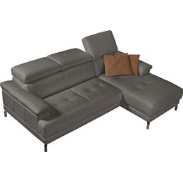 Ecksofa Egoitaliano "Soul, Design und Sitzkomfort auf hohem Niveau, tolle Details, L-Form", grau (graphit), B:250cm H:99cm T:166cm, Leder &raquo;BULL&laquo; (echtes Rindsleder). Geschliffenes, pigmentiertes und behandeltes Rindsleder mit einer Dicke von 1, 3-1, 5 mm. Dieses Leder zeigt eine ziemlich weiche Hand mit einem halb undurchsichtigen Aussehen. Es handelt sich um ein gesch&uuml;tztes Leder. Eine leichte De